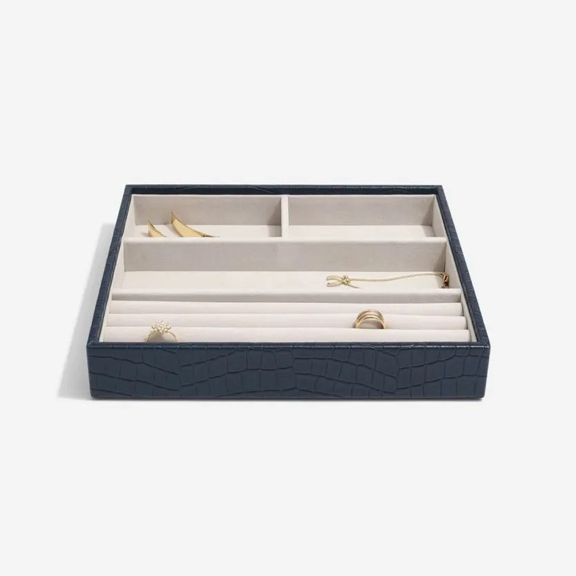 Stackers Box na šperky Classic Navy Croc Ring/Bracelets Layer | tmavě modrá
