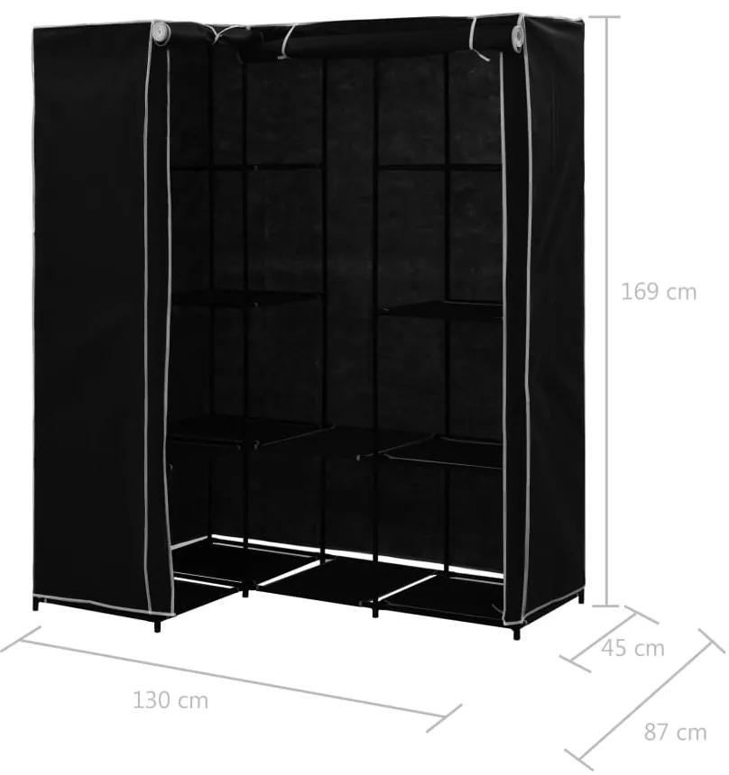 Rohová šatní skříň černá 130 x 87 x 169 cm - Default Title