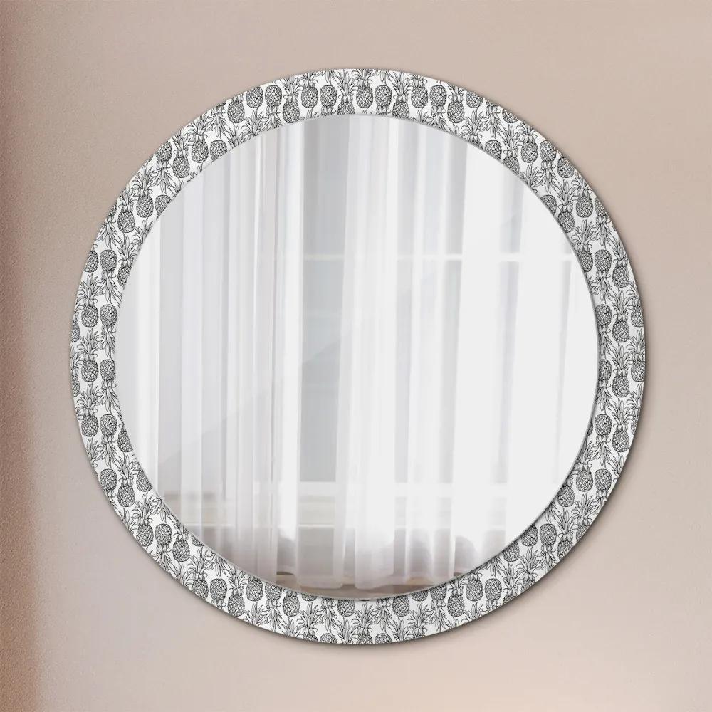 Kulaté zrcadlo s dekorem Ananas fi 90 cm