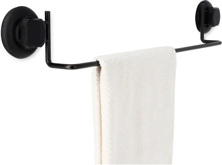 Černý samodržící nástěnný držák na ručníky Compactor Bestlock Black Tube Holder For Towels, 60,6 x 9 cm