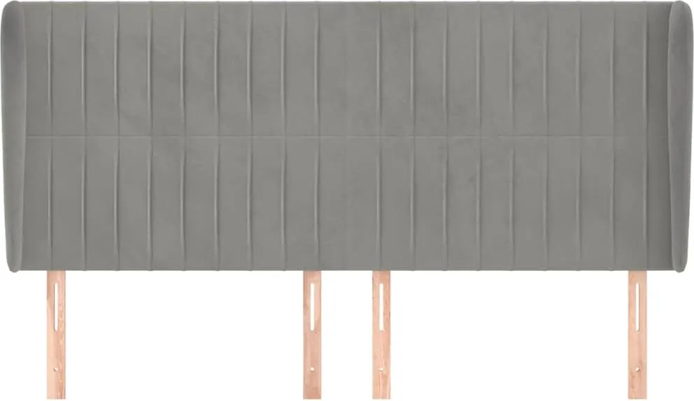 Čelo postele typu ušák světle šedé 183x23x118/128 cm samet 3118254