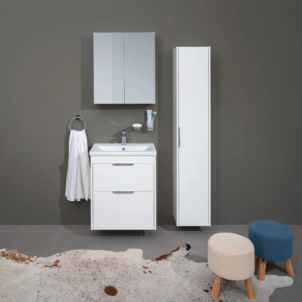 Mereo Mereo, Vigo, koupelnová skříňka s keramickým umyvadlem, 61 cm, bílá, dub, CN311