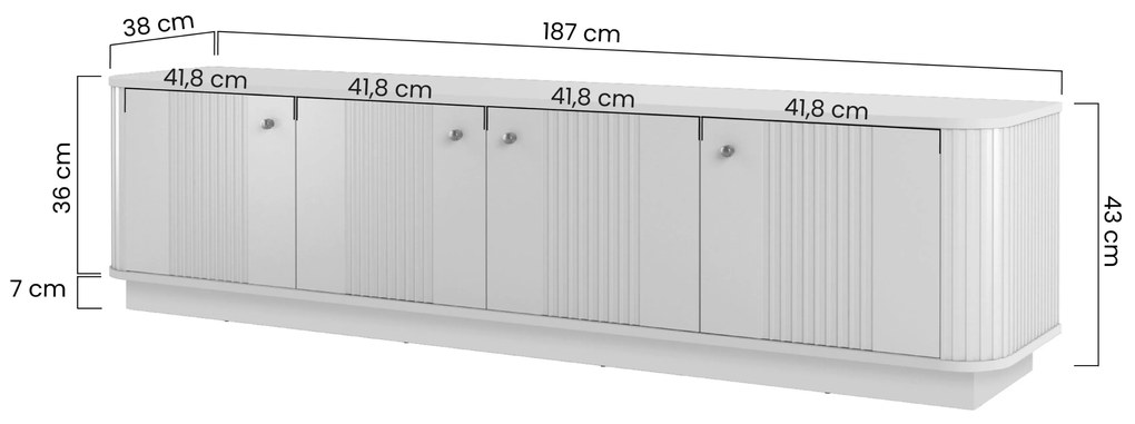 TV stolek Vesper 4D 187 cm - kašmír / ořech / zlaté úchyty