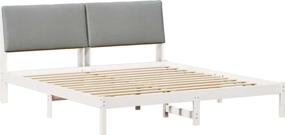 Rám postele s čelo Bílá a světle šedá 200 x 200 cm 3394362