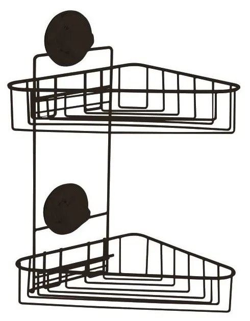 Černá samodržící nástěnná rohová koupelnová polička Compactor Bestlock Black Corner Rack 2 Shelves