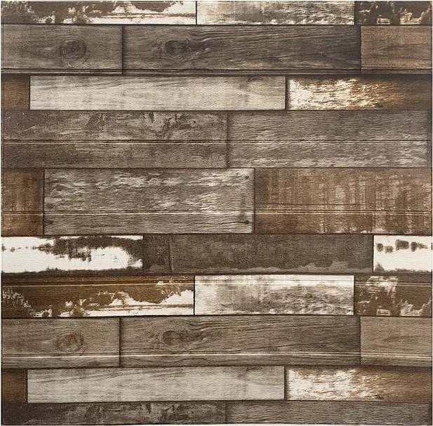 GRACE 3D samolepící panel Dřevo Loft Hnědé