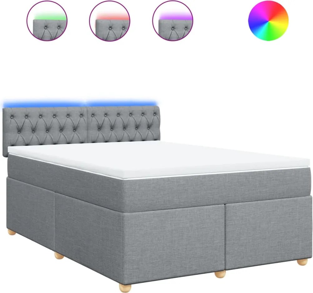 Box spring postel s matrací světle šedá 140 x 200 cm textil 3289010