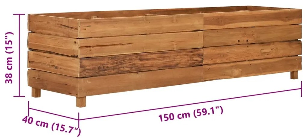 vidaXL Marketos Vyvýšený záhon 150x40x38 cm recyklované teakové dřevo a ocel