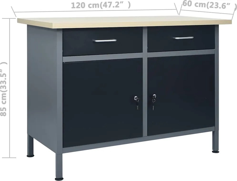 Pracovní stůl se třemi nástěnnými panely a jednou skříňkou 3053433