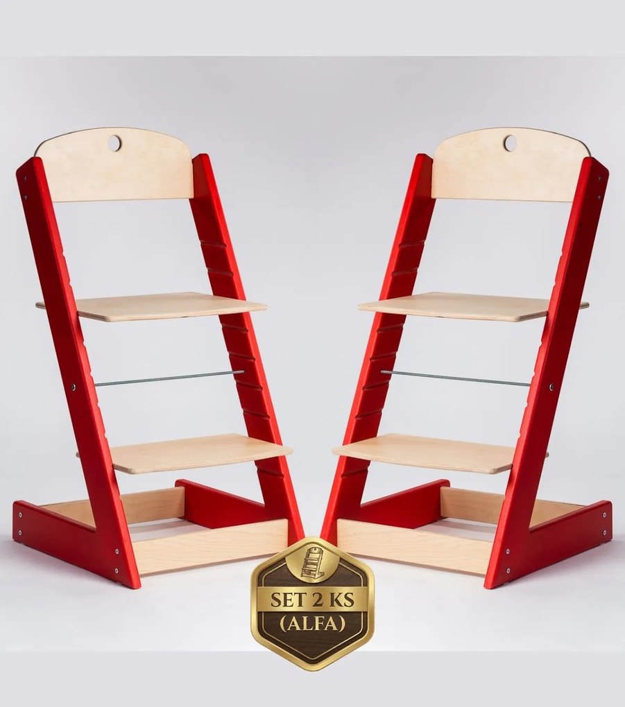Lucas Wood Style - rostoucí židle ALFA III zvýhodněný set 2 ks - červená + červená