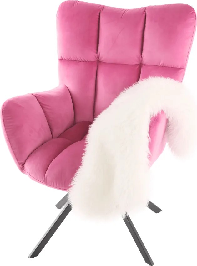 Designové otočné křeslo, růžová Velvet látka / černá, KOMODO