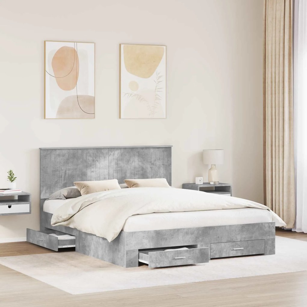 Rám postele s čelo Betonově šedá 160 x 200 cm Kompozitní dřevo 3411283