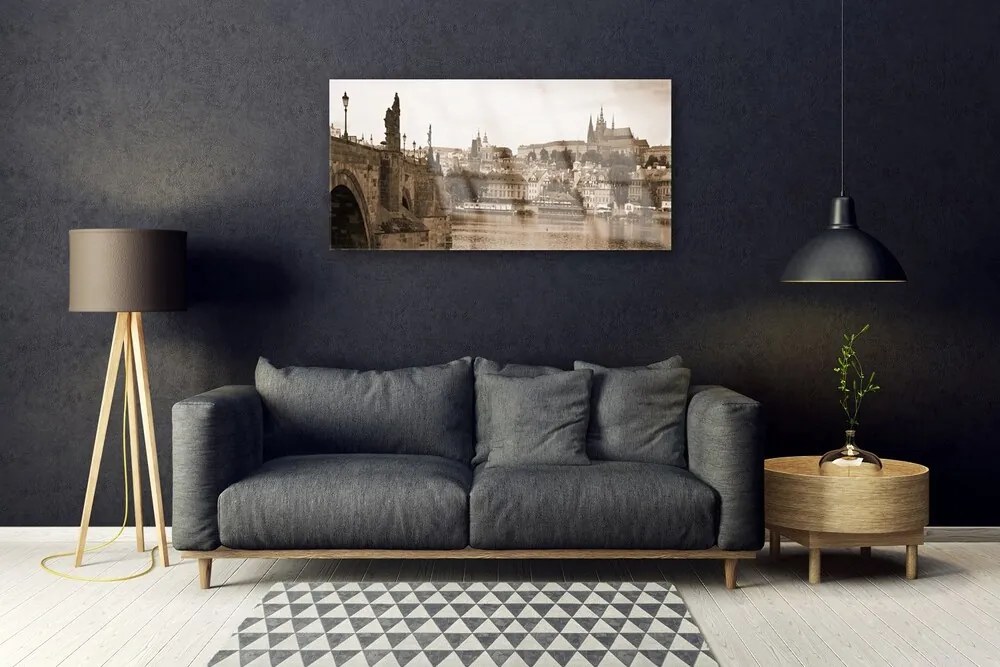 Obraz na skle Praha Most Krajina 100x50 cm