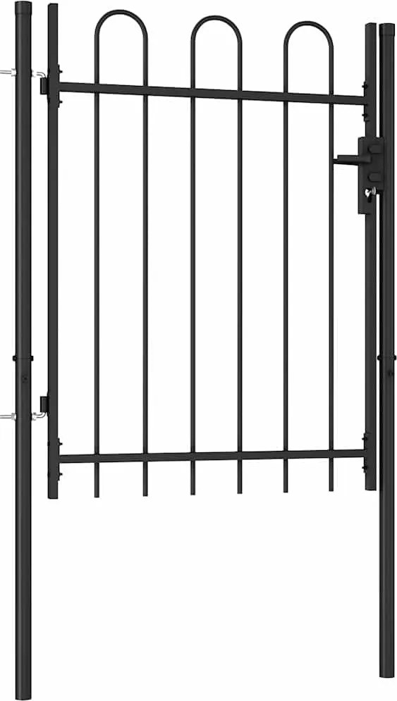 Zahradní branka s obloukem ocelová 1 x 1,2 m černá 146030