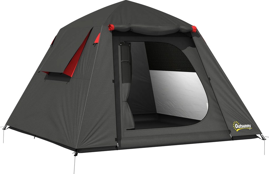 Outsunny stan pro 2 osoby – kupolový, 3000 mm vodního sloupce, 2 vchody, 4 okna, transportní taška a háček na lucernu – kempování/turistika | Aosom