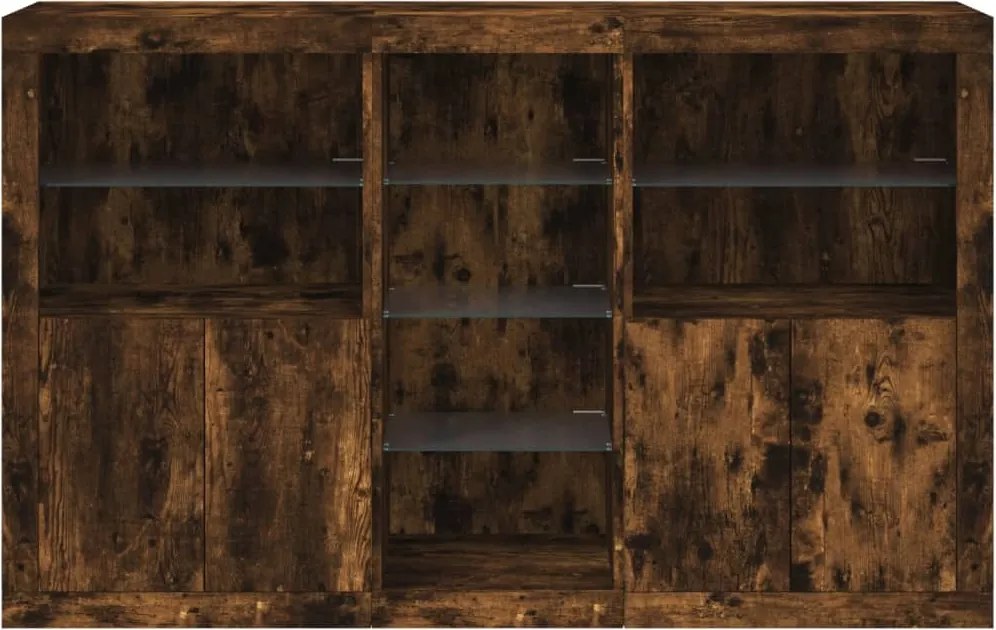Příborník s LED osvětlením kouřový dub 162 x 37 x 100 cm 3209174