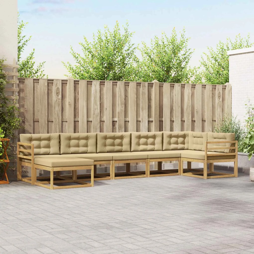 Venkovní pohovková souprava 7 ks Bílá a béžová 3386747