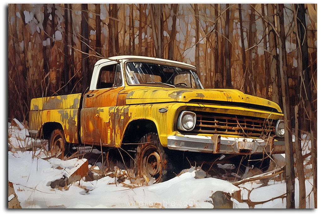 Obraz pickup v lese Rozměr: 90 x 60 cm