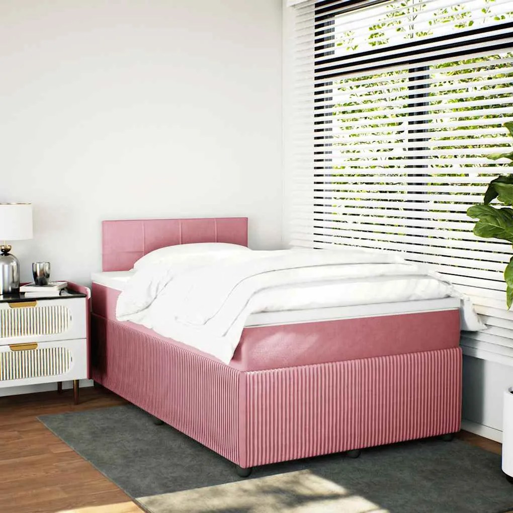 Box spring postel s matrací růžová 120x190 cm samet 3287691