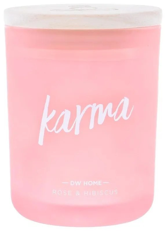 dw HOME Vonná svíčka Yoga - Karma 425gr, růžová barva, sklo, dřevo, vosk