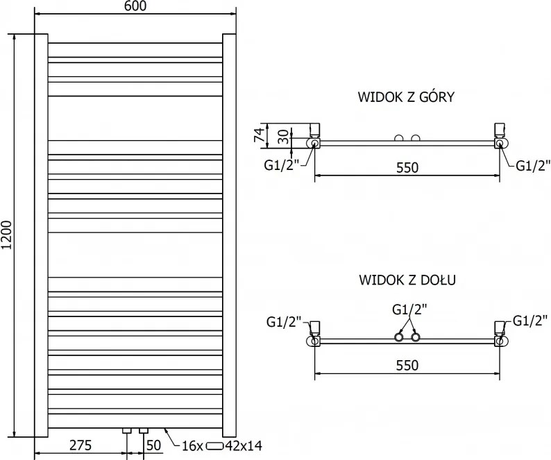 Mexen Uran, topné těleso 1200x600 mm, 485 W, zlatá lesklá, W105-1200-600-00-50