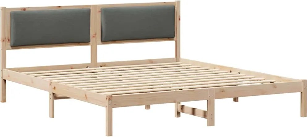 Rám postele s čelo Tmavě šedá 200 x 200 cm Masivní borové dřevo 3394229