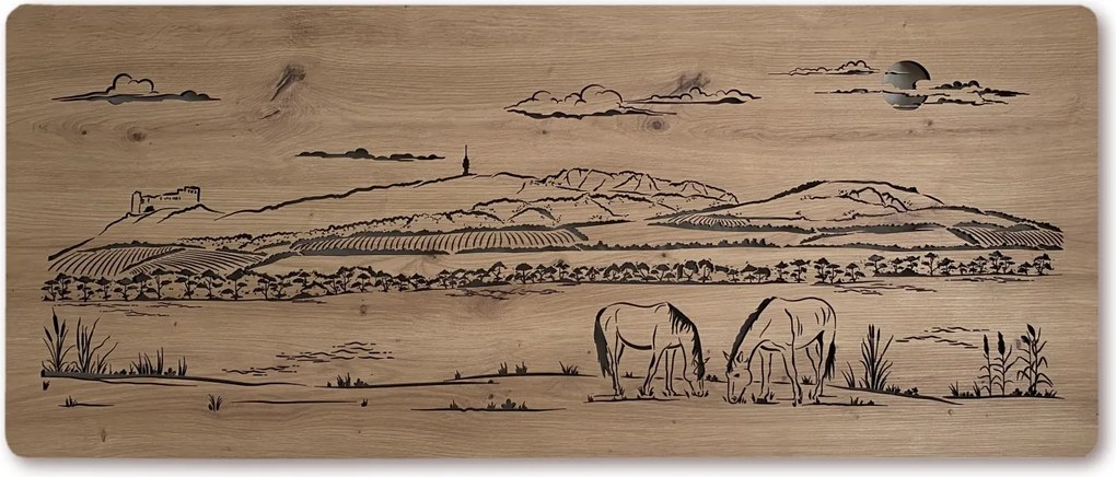 Li-Go "Pálava" světelný obraz s baterií 120x50 cm varianta ovládání: manuál/pohybové čidlo, provedení povrchu: jedle