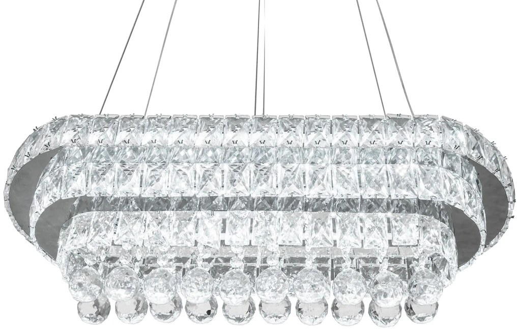 Toolight, Křišťálové závěsné stropní svítidlo LED 102W + dálkové ovládání APP417-CP, chromová, OSW-65015
