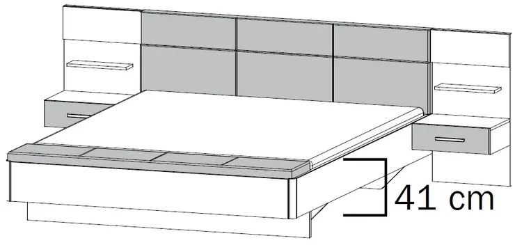 Postel s nočními stolky Mosbach 180x200 cm, dub san remo/bílá