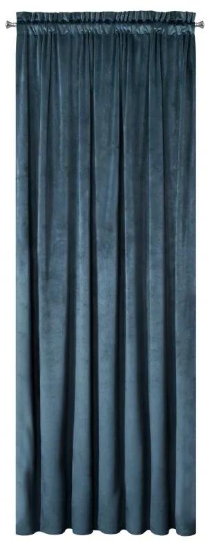 Modrý sametový závěs na pásce PIERRE 140x300 cm