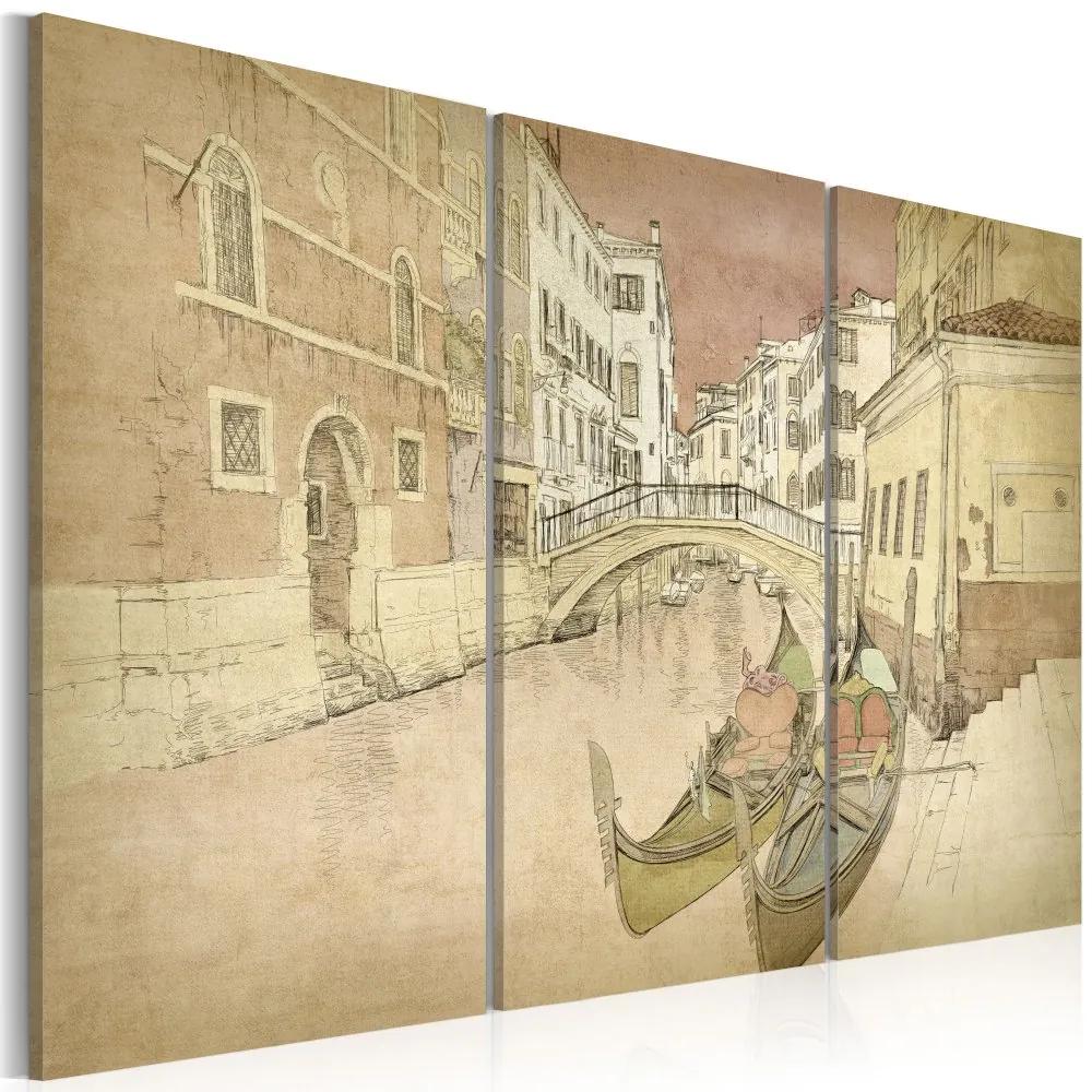 Obraz na plátně Bimago - City of lovers - triptych 60x40 cm