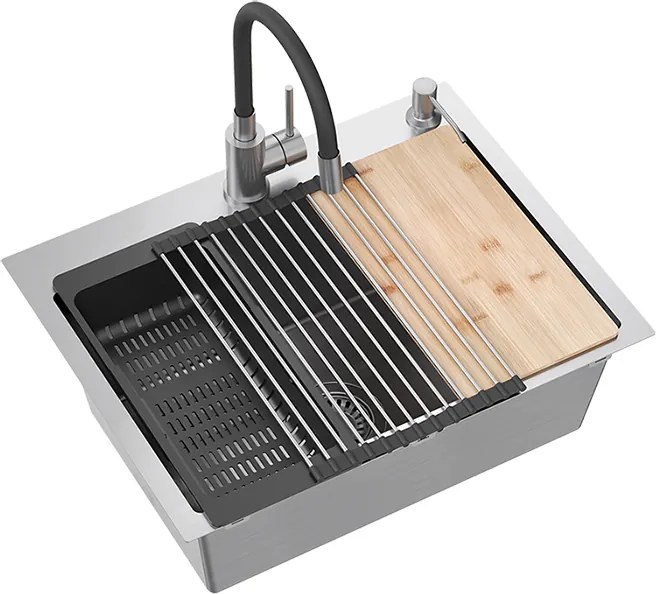 Kuchyňský nerezový dřez QUADRON LUKE 110 s ohebnou baterií a příslušenstvím 58x45x20 cm