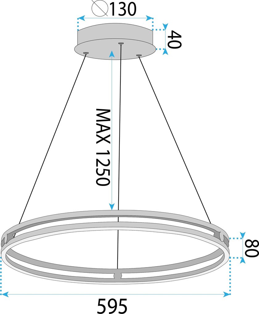Toolight Toolight, LED závěsné svítidlo 60cm, 76W, 3000K, LHJ015-CP, zlatá, OSW-60009