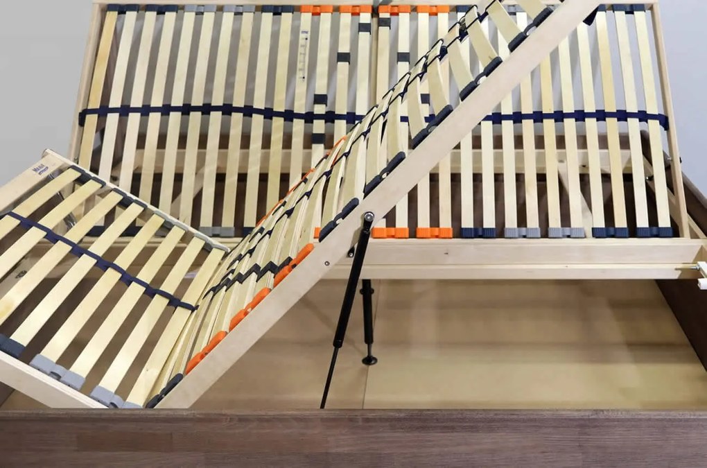 Dřevěná válenda dvoulůžko s úložným prostorem FUTON, masiv buk