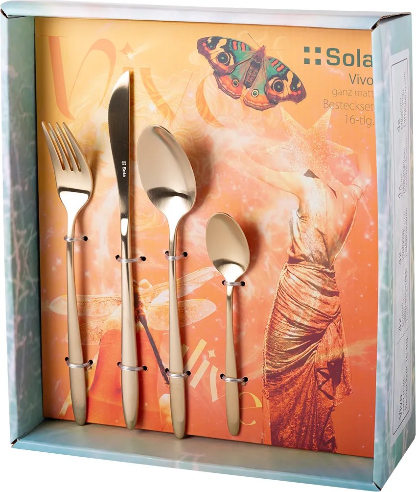 Příborový set 16 ks – Vivo PVD Champagne matný - 140301