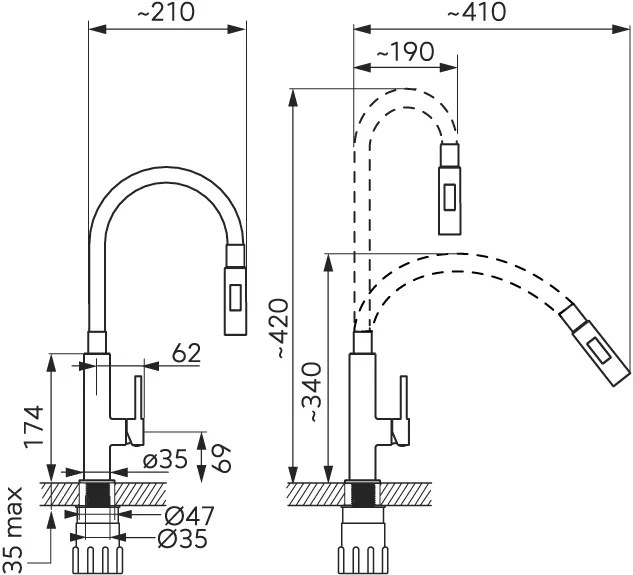 Novaservis Ferro 70730 dřezová baterie s flexi ramenem a sprškou červená chrom 70730,0CV