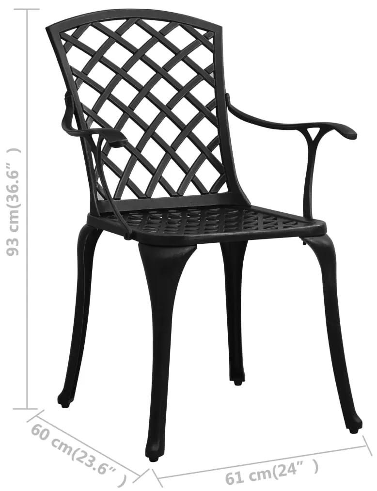 Zahradní židle 2 ks litý hliník černé,  315572
