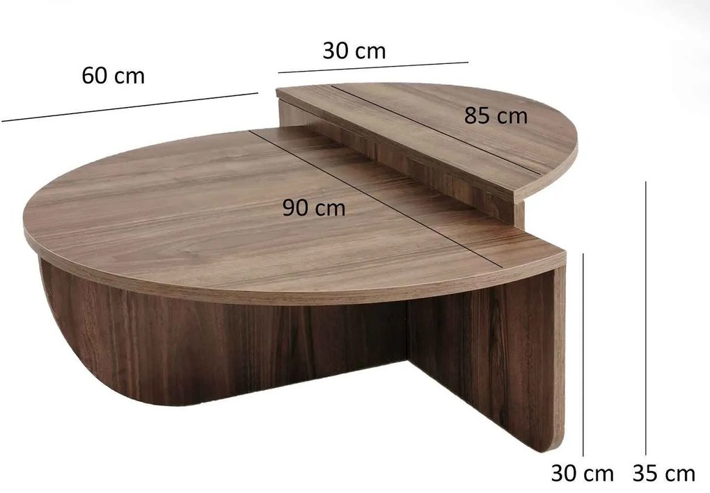 Designový konferenční stolek Baltenis 90 cm vzor ořech