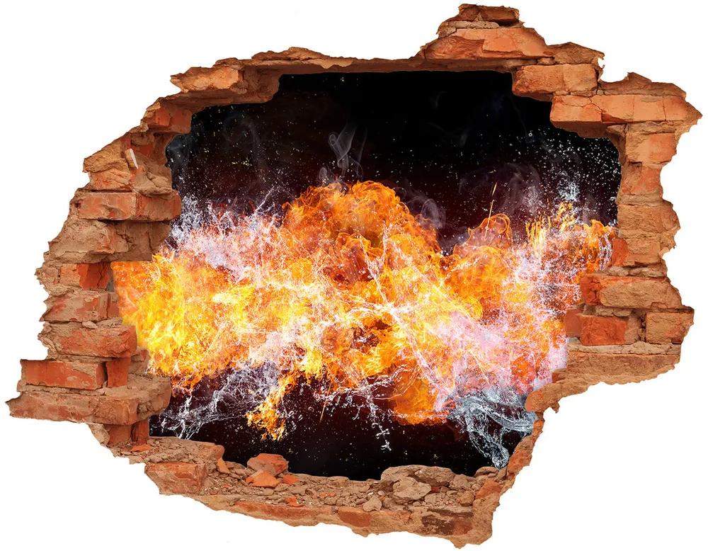 Wallmuralia Díra 3D fototapeta nálepka Oheň voda 90x70 cm