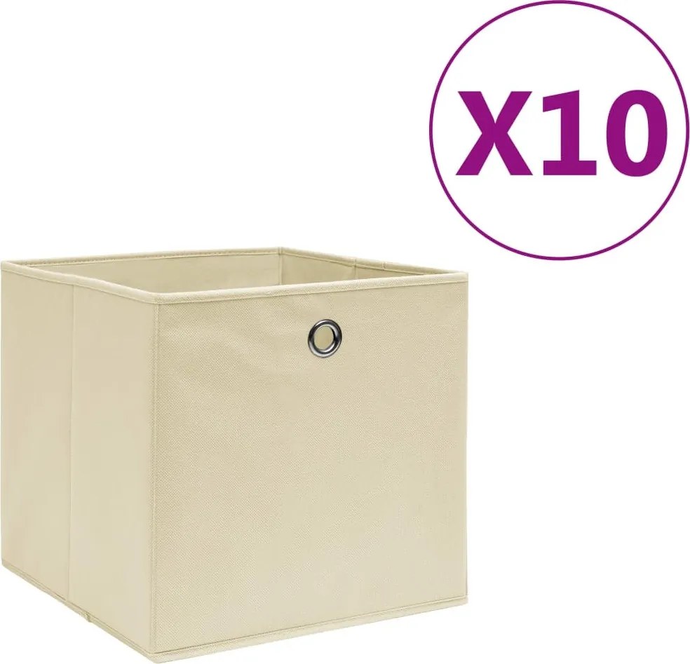 vidaXL Úložné boxy 10 ks netkaná textilie 28 x 28 x 28 cm [325218] Barva: bílá s víky