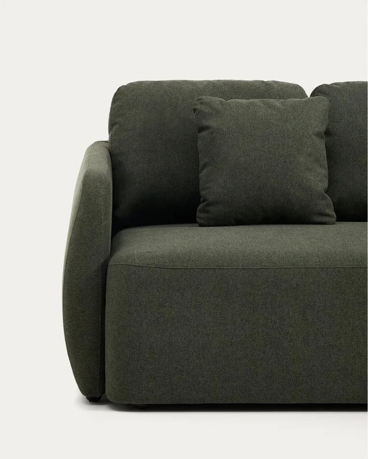 Tmavě zelená žinylková rozkládací pohovka 218 cm Laira – Kave Home