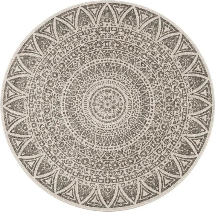 MK Original: Produkty s rodokmenem, Kusový koberec Mujkoberec Original Nora 104160 Grey Creme kruh – na ven i na doma, 240x240 (průměr) kruh, šedá, chodba / předsíň