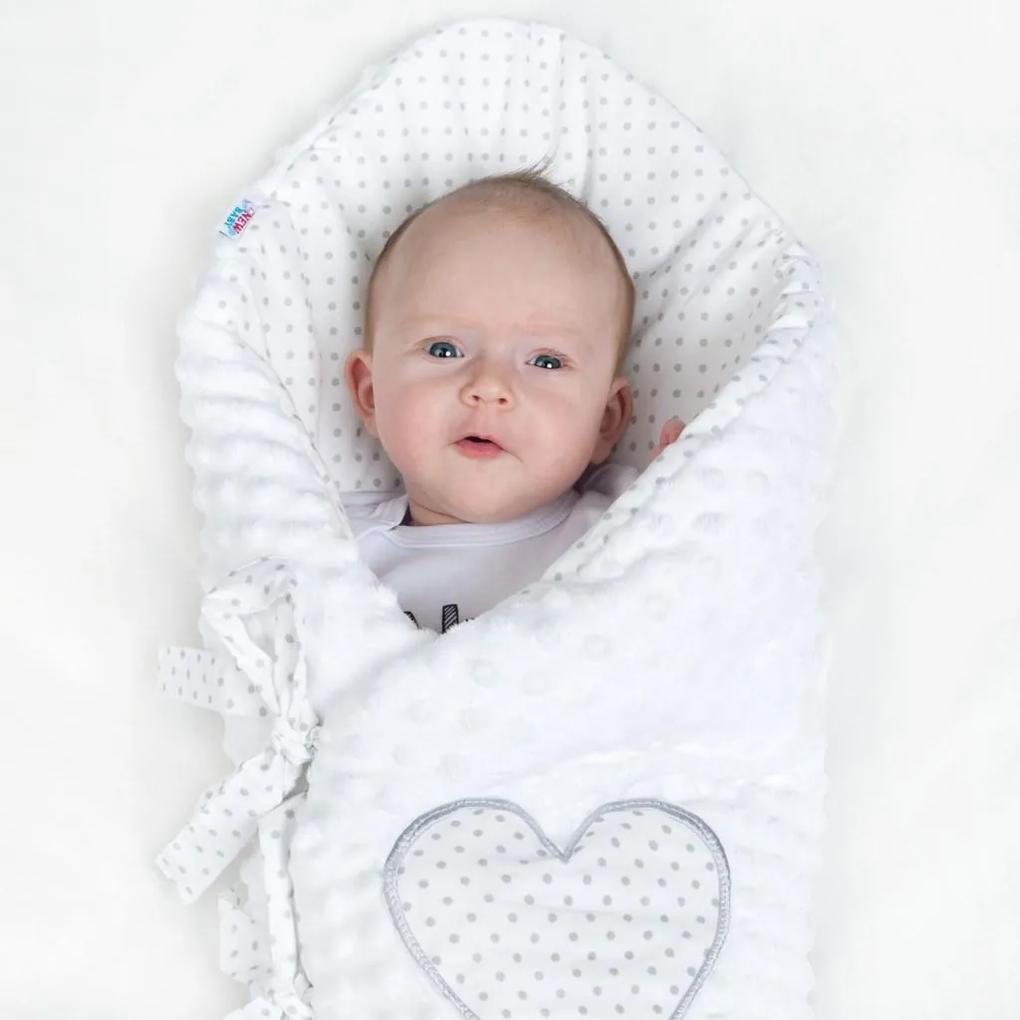 NEW BABY Luxusní šněrovací zavinovačka z Minky New Baby bílá 75x75 cm