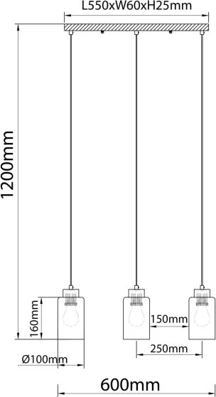 Globo 15977-3H - Lustr na lanku ROWENA 3xE27/60W/230V dub/bílá
