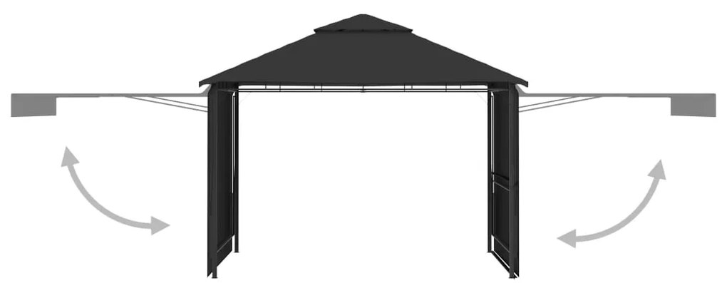 vidaXL Marketos Altán se dvěma extra stříškami 3x3x2,75 m antracitový 180 g/m²