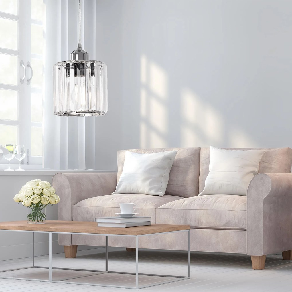 Toolight - Stropní křišťálové svítidlo 1xE27 60W APP508-1CP, chromová, OSW-08549