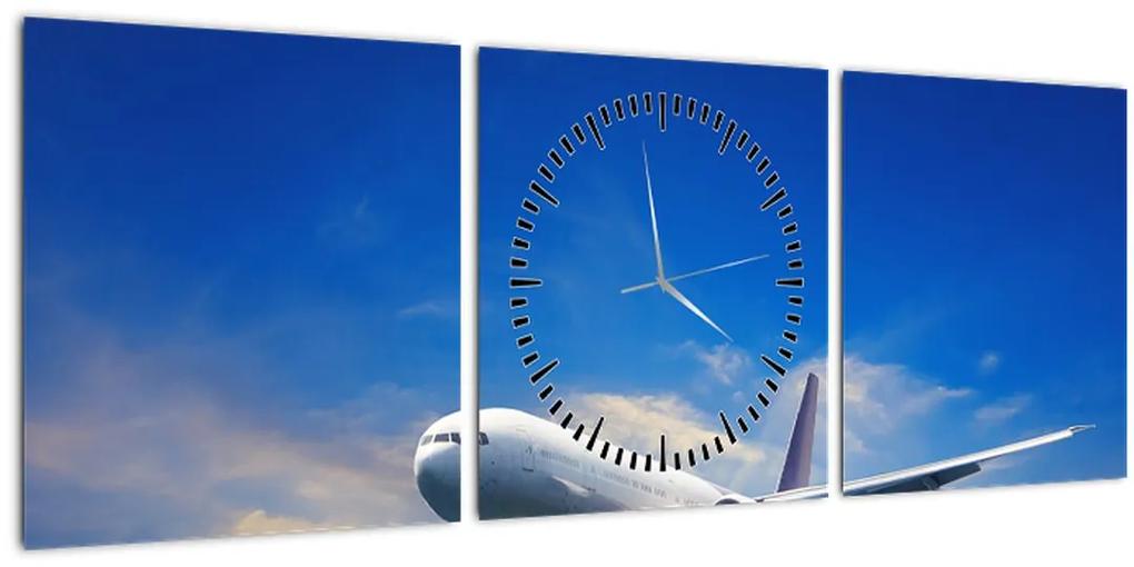 Obraz letadla (s hodinami) (90x30 cm)
