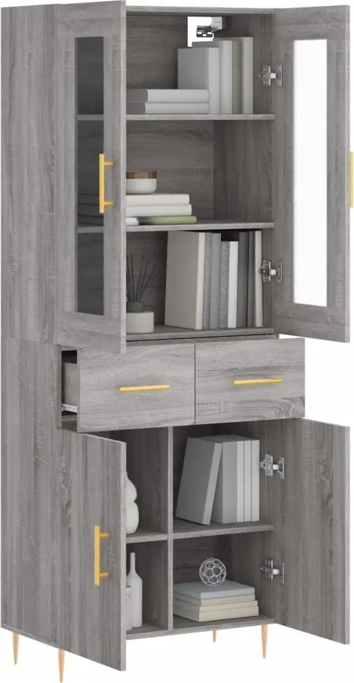 Skříň highboard šedá sonoma 69,5 x 34 x 180 cm kompozitní dřevo 3198527