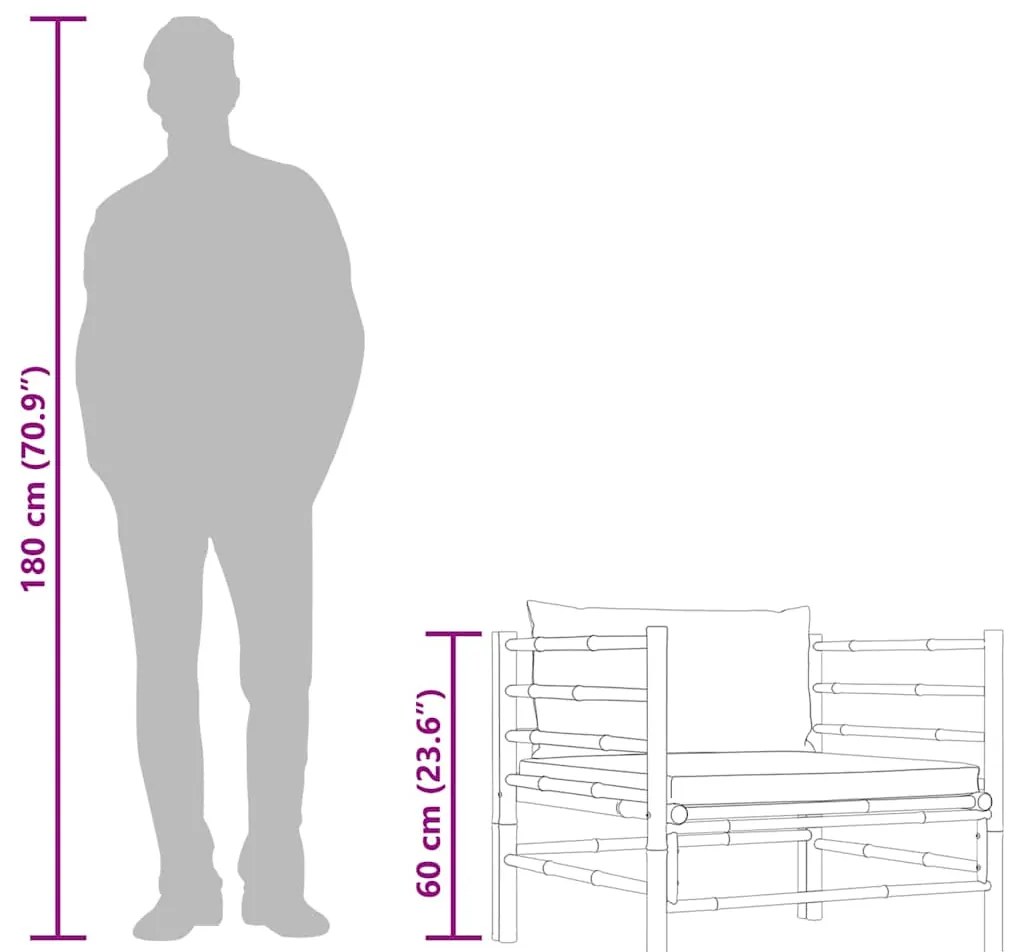 vidaXL Marketos Zahradní pohovka s tmavě šedými poduškami bambus