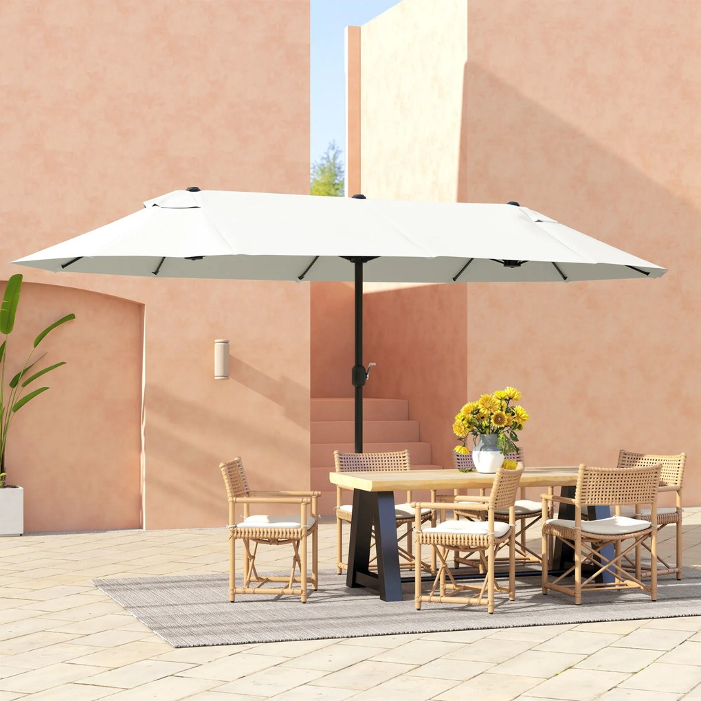 Outsunny Dvouzónový Slunečník 455 x 265 cm, Slunečník UV Ochrana s Ručním Kloubem, Balkónový Slunečník Plážový Slunečník Odolný Větru pro Pláž, Balkó…